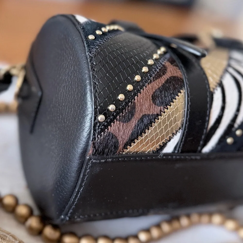 Michael Kors | Bags | Michael Kors Stanton Animal Print Leather Barrel ...